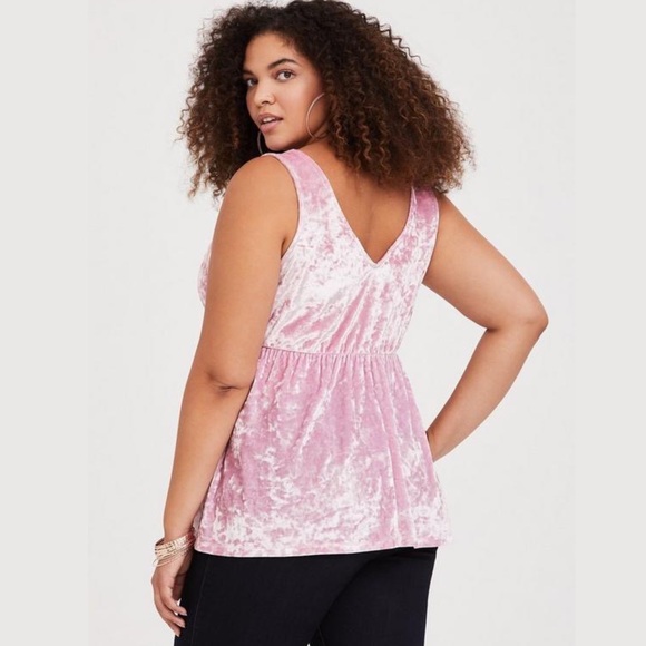 torrid | Tops | Torrid Velvet Surplice Babydoll Tank Pink Sz Large 2 ...